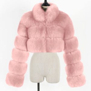 Womens Winter Faux Fur Coat Warm Lapel Cropped Jacket Trendy Girls Open Front Bolero Fluffy Shrug Cardigan Short Coat