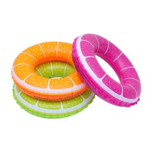 jojofuny 3pcs fruit swim ring pool floats fruit pool tubes toys for kids toddler playset beach toys kid toys fruit swimming ring children toys inflatable pool casual pvc baby swimming pool