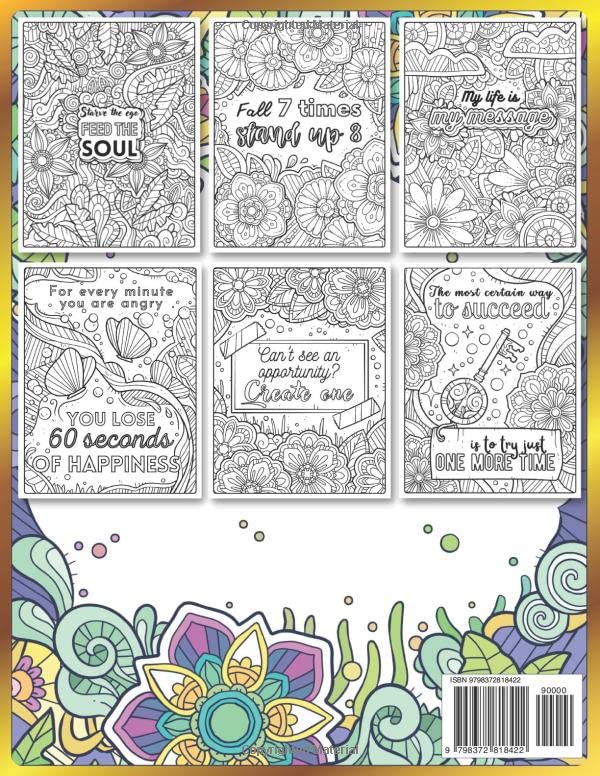 Inspirational Coloring Book for Adults: 50 Motivational Quotes & Patterns to Color - A Variety of Relaxing Positive Affirmations for Adults & Teens