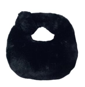 xponni fuzzy dumpling bag, cute fluffy bags, cute mini handbags, faux fur bag with zipper, soft knotted bag (black)