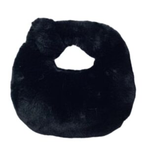 XPONNI Fuzzy Dumpling Bag, Cute Fluffy Bags, Cute Mini Handbags, Faux Fur Bag with Zipper, Soft Knotted Bag (black)