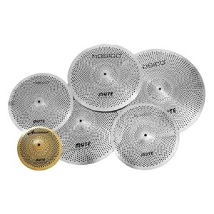 low volume cymbal pack 14'hi-hat+16"crash+18'crash+20"ride 5 pieces silver and golden 10" splash cymbal