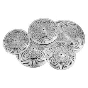 Low Volume Cymbal Pack 14'Hi-hat+16"Crash+18'Crash+20"Ride 5 Pieces Silver and Golden 10" Splash Cymbal