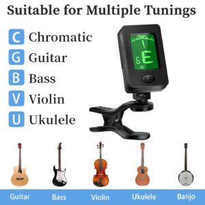 Guitar Capo, Guitar Picks, Guitar Accessories with Guitar Tuner, Capo for Acoustic Guitar, Bass, Buzzing-Free, Quick Release, Guitar Tuner Clip on for Guitar, Violin, Bass, Ukulele Chromatic, Rosewood