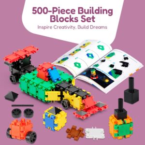 BEBLOX Building Blocks | Building Toys for Kids Ages 4-8 500-piece Set - Learning & Educational Fun Stem Toys - Birthday Gifts for Boys & Girls Age 4 5 6 7 8 9 10 11 & 12 Year Old Toys