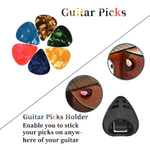 Guitar Capo, Guitar Picks, Guitar Accessories with Guitar Tuner, Capo for Acoustic Guitar, Bass, Buzzing-Free, Quick Release, Guitar Tuner Clip on for Guitar, Violin, Bass, Ukulele Chromatic, Rosewood