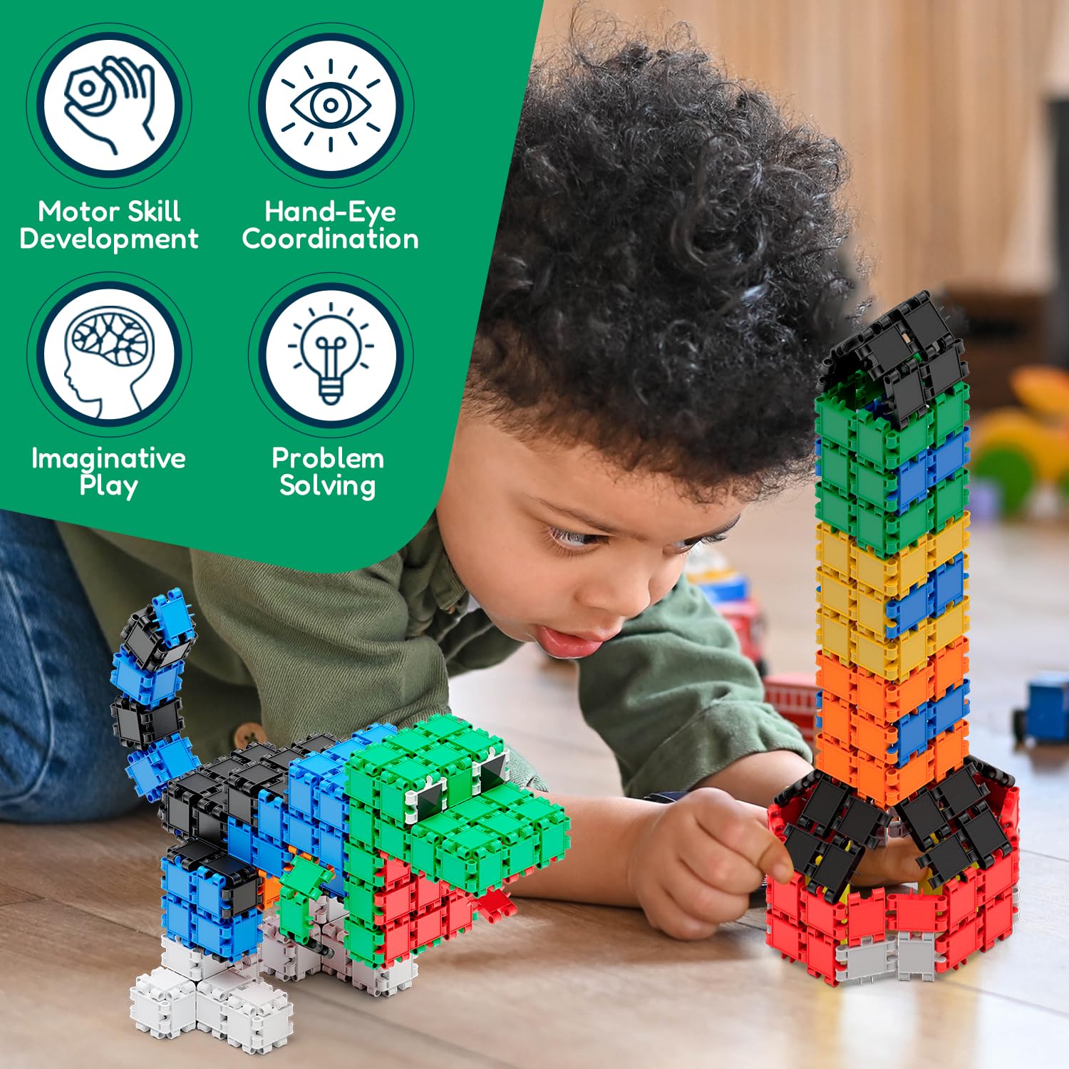 BEBLOX Building Blocks | Building Toys for Kids Ages 4-8 500-piece Set - Learning & Educational Fun Stem Toys - Birthday Gifts for Boys & Girls Age 4 5 6 7 8 9 10 11 & 12 Year Old Toys