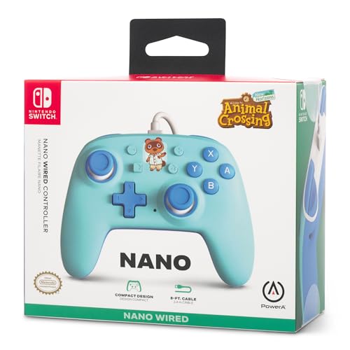 PowerA Nano Wired Controller for Nintendo Switch - Animal Crossing, Comfortable Ergonomics, Officially Licensed