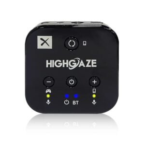 highgaze bluetooth chat & play audio mixer accessory for switch game streaming with smartphone & ps4 ps5 or xbox, discord, voice call to headset with aptx audio, adjust game volume balance