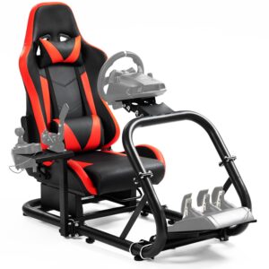 dardoo g29 racing simulator cockpit with seat fit for logitech/thrustmaster/fanatec/pc g25 g27 g920 g923 t300rs,ultra-sturdy alloy steel steering wheel stand,without wheel,pedal & handbrake