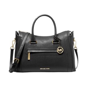 michael kors carine leather satchel large (black)