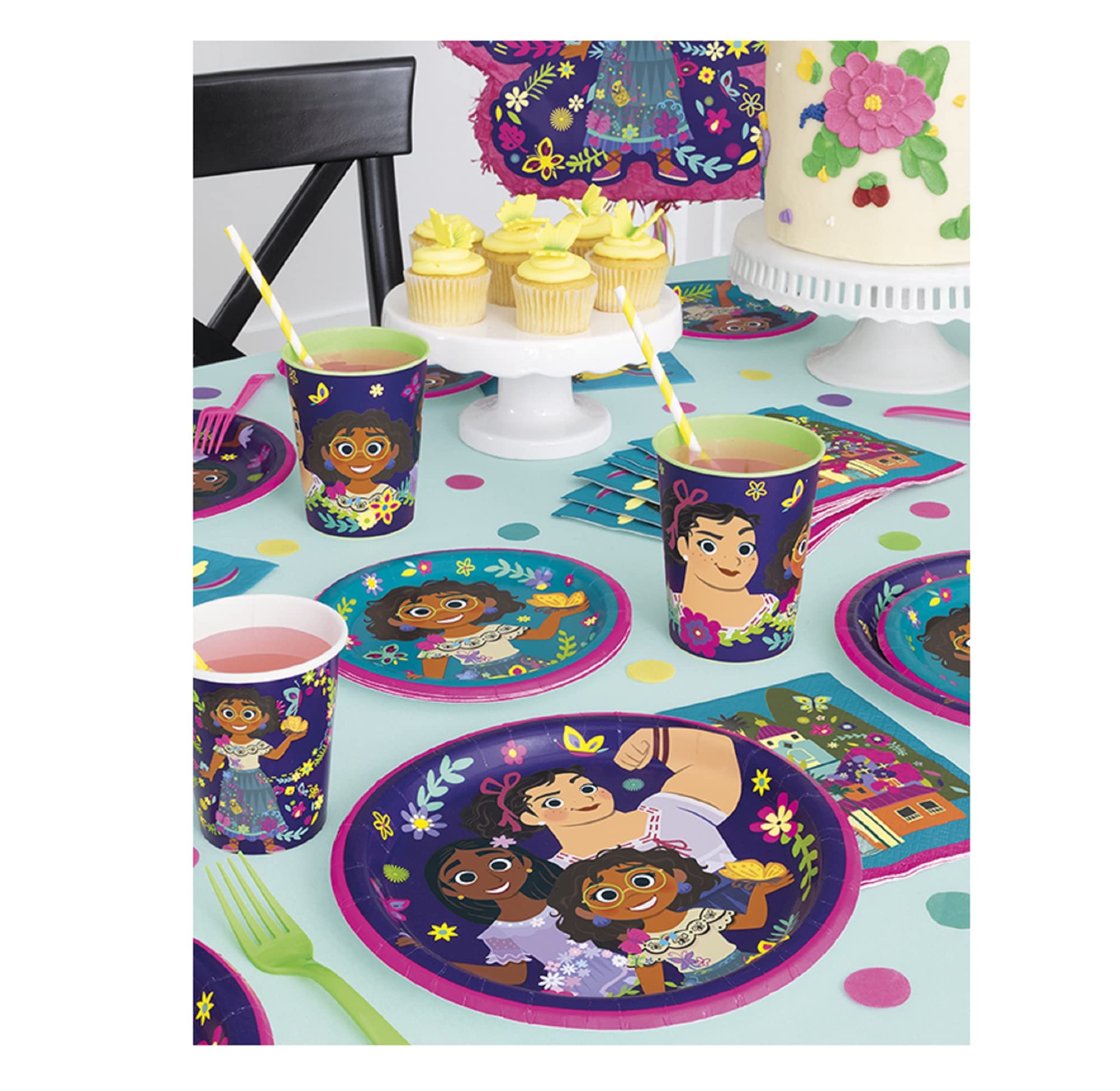 Encanto Themed Happy Birthday Party Supplies for Kids, Serves 16, Decorations and Dinnerware set with Table Cover, Plates, Napkins, Banner, Cups, Candles and Party Planning List