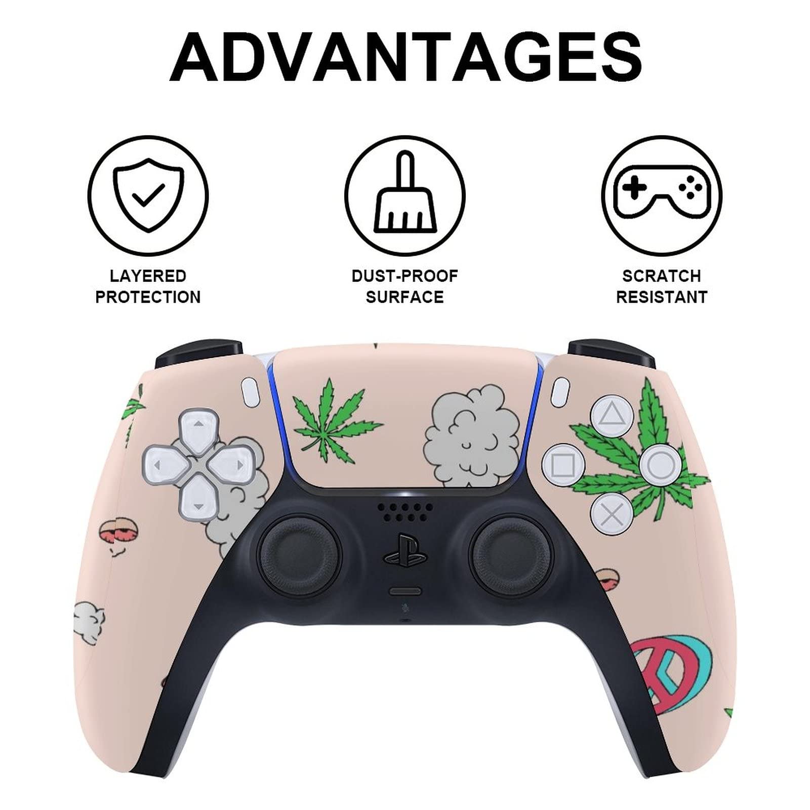 Chemistry Weed Leaves Full Protective Skin Cover Design Wrap Decal Sticker Compatible with PS5 Disk Version Console and Controller