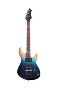 acoustic electric guitar, full size 6 string solid-body electric guitar, right handed for beginners, intermediates and professionals color faded blue