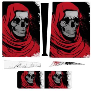 grim reaper in red robe portrait full protective skin cover design wrap decal sticker compatible with ps5 disk version console and controller