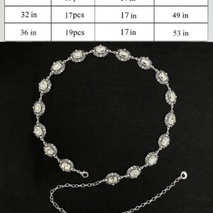 BEMYLV Bling Western Silver Chain Belts for Women Dresses Sparkly Rhinestone Waist Belt for Wedding Evening Dress