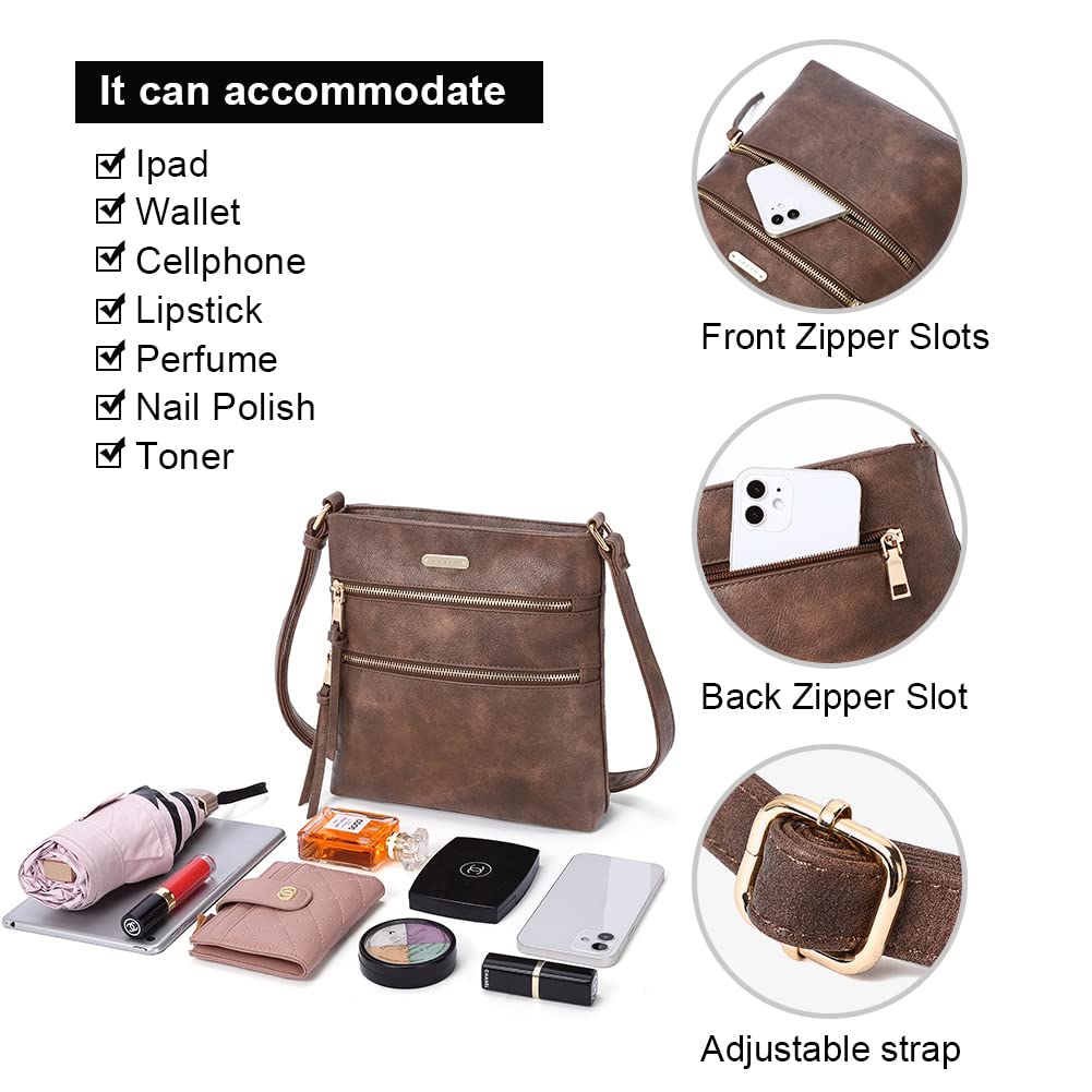 CLUCI Medium Zipper Pocket Adjustable Strap bundle with Small Crossbody Purses for Women