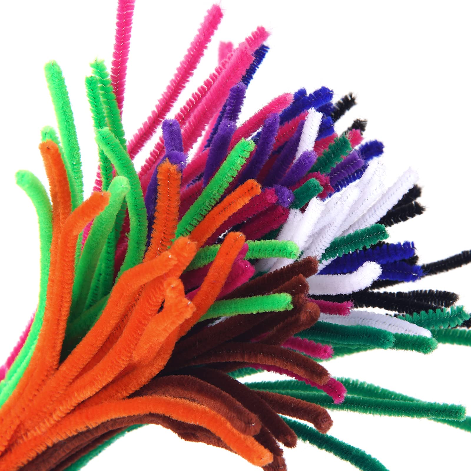 Cuttte Pipe Cleaners Craft Supplies - 100pcs White Pipe Cleaners Craft and 100pcs 10 Colors Pipe Cleaners, Craft Kids DIY Art Supplies, Pipe Cleaner Chenille Stems