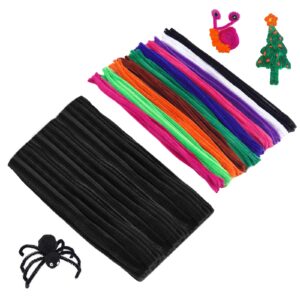 cuttte pipe cleaners craft supplies - 100pcs black pipe cleaners craft and 100pcs 10 colors pipe cleaners, craft kids diy art supplies, pipe cleaner chenille stems