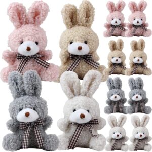 toyvian 12pcs mini stuffed animal bunny plush keychain decoration rabbit animal toy for easter eggs filler birthday wedding party favors