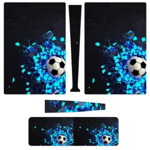 soccer ball breaking clear blue full protective skin cover design wrap decal sticker compatible with ps5 digital edition console and controller