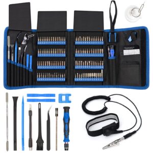 strebito precision screwdriver set 142-piece + anti static wrist strap bundle, electronics repair toolkit for iphone, macbook, computer, laptop, pc, tablet, ps4, xbox, nintendo, game console