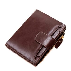 lioons wallet women's leather wallet large capacity short style coin purses simple retro coins pocket unisex 17 card slots tear-resistant