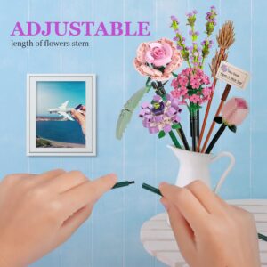 OSDUE Mini Bricks Flower Bouquet Building Sets, Artificial Flowers, DIY Unique Decoration Home, 547 Pieces Botanical Collection for Couples Women Wife for Valentine's Day