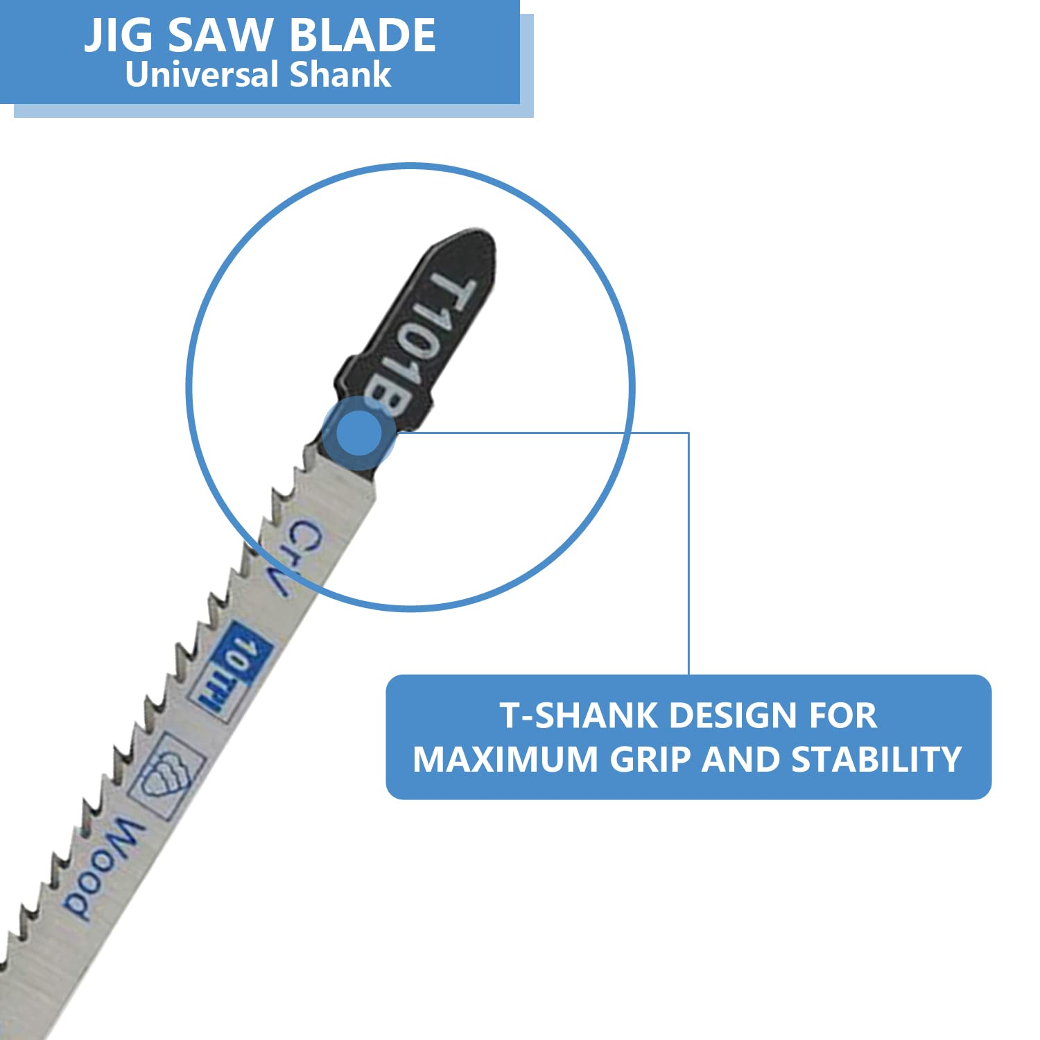 AIKENSAI 30 x T101B 4 Inch 10TPI Jigsaw Blades T Shank for Wood Jig Saw Blade Set Jig Saw Blades for Wood Compatible with Power Jig Saws RYOBI Milwaukee Makita Bosch DeWalt etc