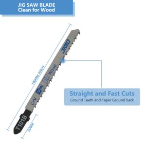 AIKENSAI 30 x T101B 4 Inch 10TPI Jigsaw Blades T Shank for Wood Jig Saw Blade Set Jig Saw Blades for Wood Compatible with Power Jig Saws RYOBI Milwaukee Makita Bosch DeWalt etc