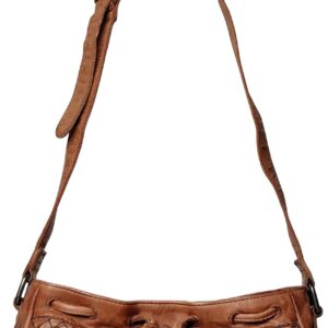 Leather Crossbody Bags for Women - Braided Boho Purse - Vintage Saddle Sling Bag (Brown, Medium)