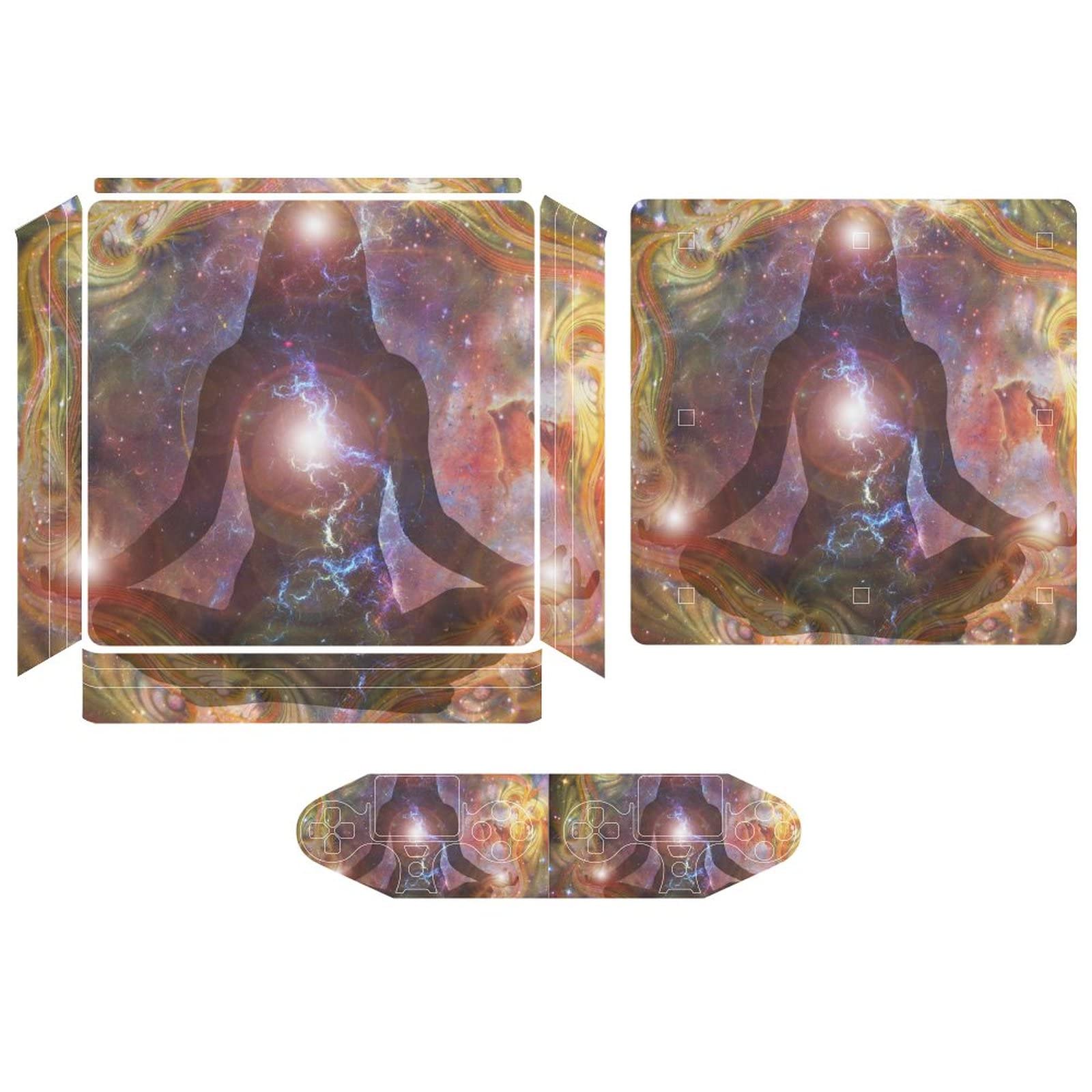 Girl in Lotus Position in Space Deep Meditation Sticker for P-S4 Controller Full Protective Skin Cover Design Wrap Decal Sticker Compatible with P-S4 Print