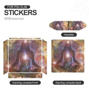 Girl in Lotus Position in Space Deep Meditation Sticker for P-S4 Controller Full Protective Skin Cover Design Wrap Decal Sticker Compatible with P-S4 Print