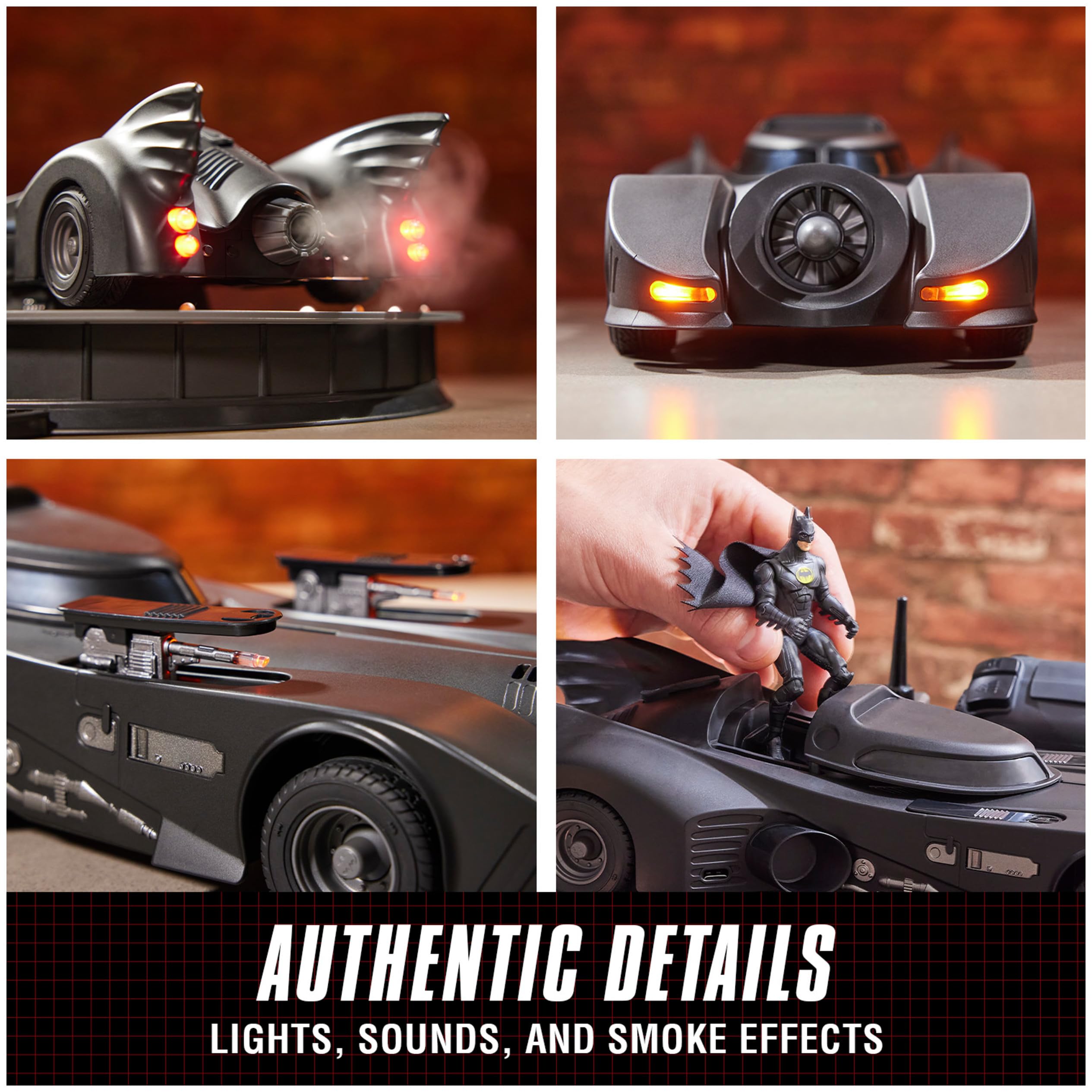 DC Comics, Official 1989 Batmobile RC, Exclusive Batman Figure, Limited Edition Collector's Item, Smoke Effects, Batcave Chargeable Base, Ages 14+