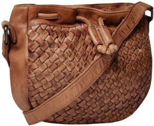 leather crossbody bags for women - braided boho purse - vintage saddle sling bag (brown, medium)