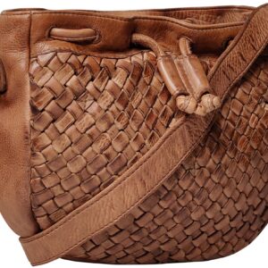 Leather Crossbody Bags for Women - Braided Boho Purse - Vintage Saddle Sling Bag (Brown, Medium)