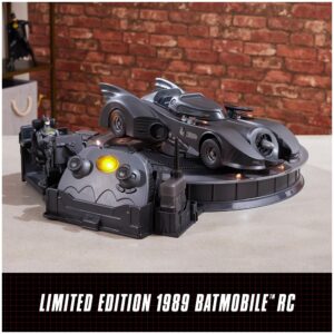 DC Comics, Official 1989 Batmobile RC, Exclusive Batman Figure, Limited Edition Collector's Item, Smoke Effects, Batcave Chargeable Base, Ages 14+