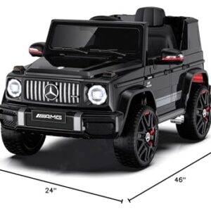 ANPABO 24V 4WD Licensed Mercedes-Benz G63 Ride on Car w/Parent Remote Control, 4WD/2WD Switchable, Real-Time Battery Level, LED Headlight & Music Player, Ideal Electric Car for Kids, Black