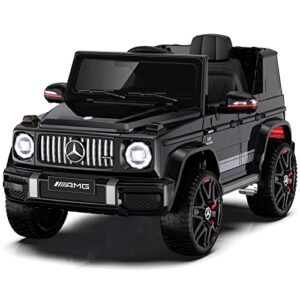 anpabo 24v 4wd licensed mercedes-benz g63 ride on car w/parent remote control, 4wd/2wd switchable, real-time battery level, led headlight & music player, ideal electric car for kids, black