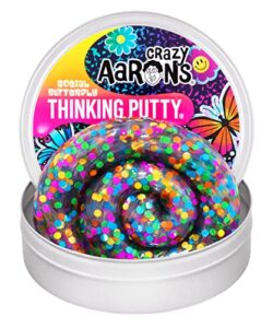 crazy aaron's social butterfly thinking putty - 4" tin see-through putty, soft texture thinking putty - non-toxic sensory play putty - never dries out - creative toy for ages 3+