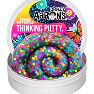 Crazy Aaron's Social Butterfly Thinking Putty - 4" Tin See-Through Putty, Soft Texture Thinking Putty - Non-Toxic Sensory Play Putty - Never Dries Out - Creative Toy for Ages 3+