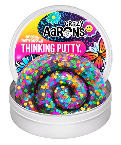 Crazy Aaron's Social Butterfly Thinking Putty - 4" Tin See-Through Putty, Soft Texture Thinking Putty - Non-Toxic Sensory Play Putty - Never Dries Out - Creative Toy for Ages 3+