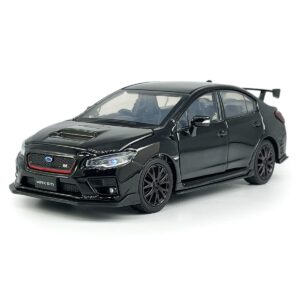 2016 Impreza WRX STI Diecast Model Car 1/32 Scale Metal Toy Cars Racing Sports Sedan Toy Vehicle with Light, 4 Doors Open Hood Trunk Open, Toys for Boys Gifts Kids Collection for Men, Black