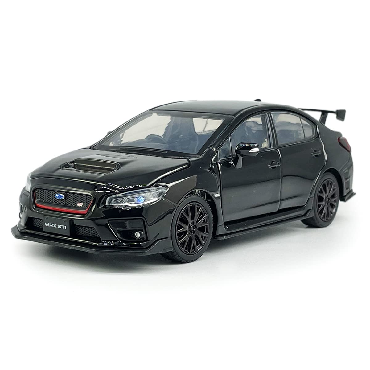 2016 Impreza WRX STI Diecast Model Car 1/32 Scale Metal Toy Cars Racing Sports Sedan Toy Vehicle with Light, 4 Doors Open Hood Trunk Open, Toys for Boys Gifts Kids Collection for Men, Black