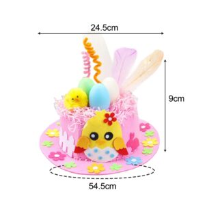 Amagogo Kids DIY Easter Bonnet Material Kit Handmade Crafts for Boys and Girls Cute Appearance Accessories to Decorate and Wear Lightweight, Pink