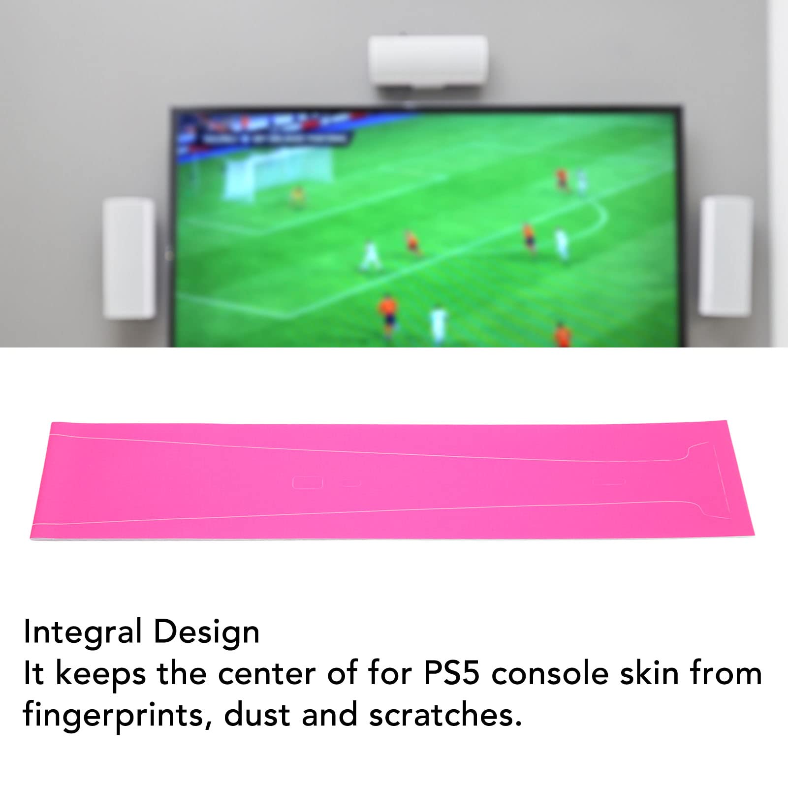 for PS5 Console Middle Skin, Integral for PS5 Digital Edition Host Middle Strip Sticker, Console Center Part Protection Decal Strip Film, Durable Scratch Resistant (Pink)