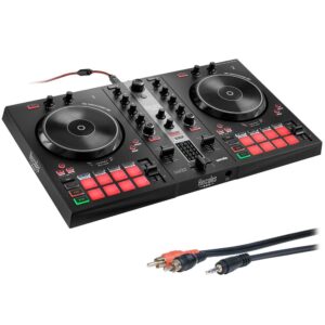 hercules dj control inpulse 300 2-deck usb dj controller for serato dj lite and djuced bundle with 6' comprehensive standard series 3.5mm stereo mini plug to 2 rca plugs audio cable