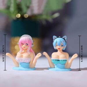 2023 Kawaii Shaking Chest Ornaments,Anime Beautiful Girl Car Ornament Q-Version Toy Gifts,Cute Shake Girl Car Dashboard Decorations,Action Model Doll for Room Desktop Car Dashboard (3pc-Mix Anime)