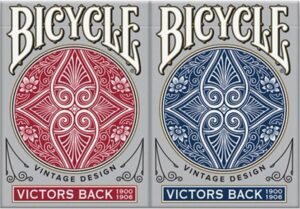 bicycle victors back vintage design playing cards 2 deck set 1 red & 1 blue