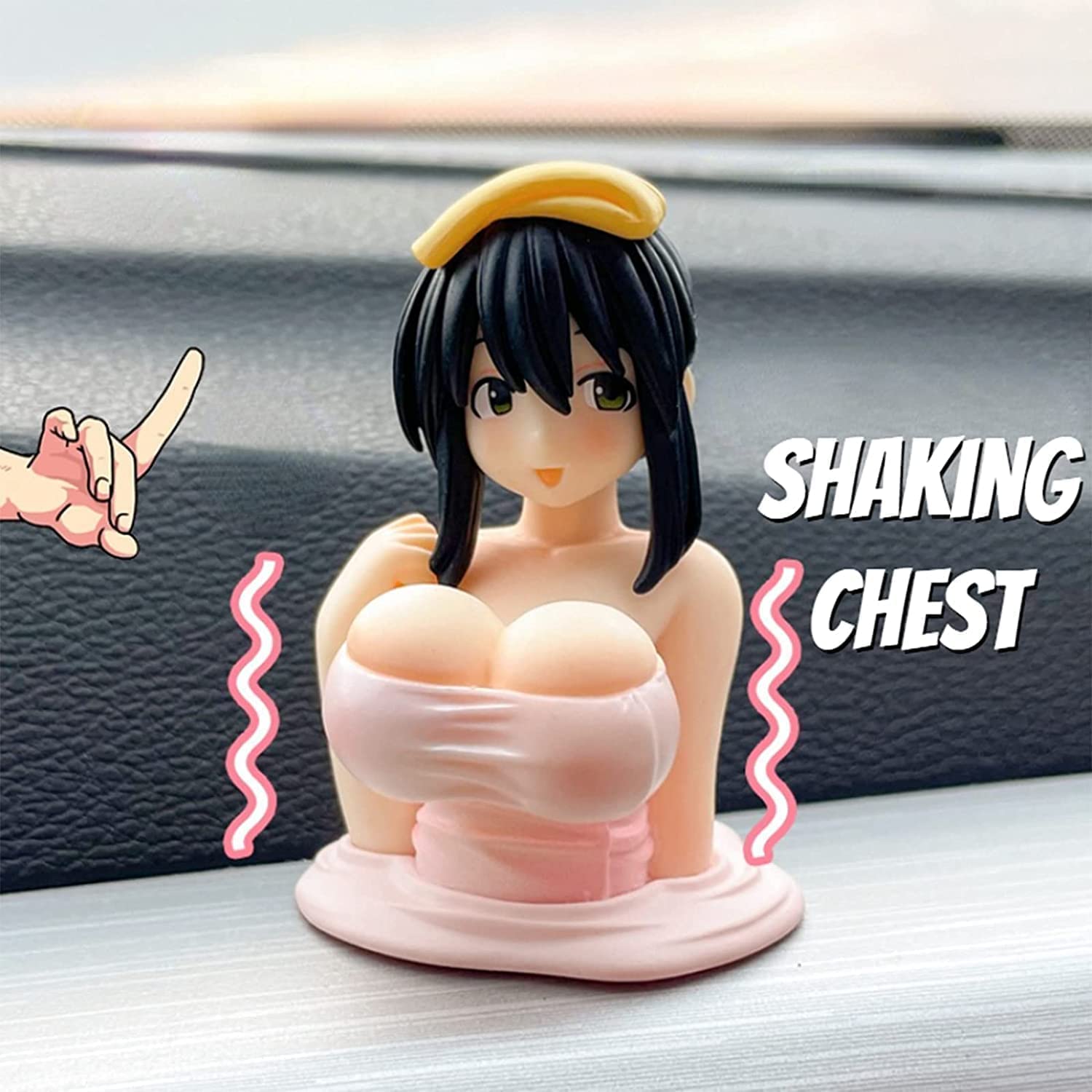 2023 Kawaii Shaking Chest Ornaments,Anime Beautiful Girl Car Ornament Q-Version Toy Gifts,Cute Shake Girl Car Dashboard Decorations,Action Model Doll for Room Desktop Car Dashboard (3pc-Mix Anime)